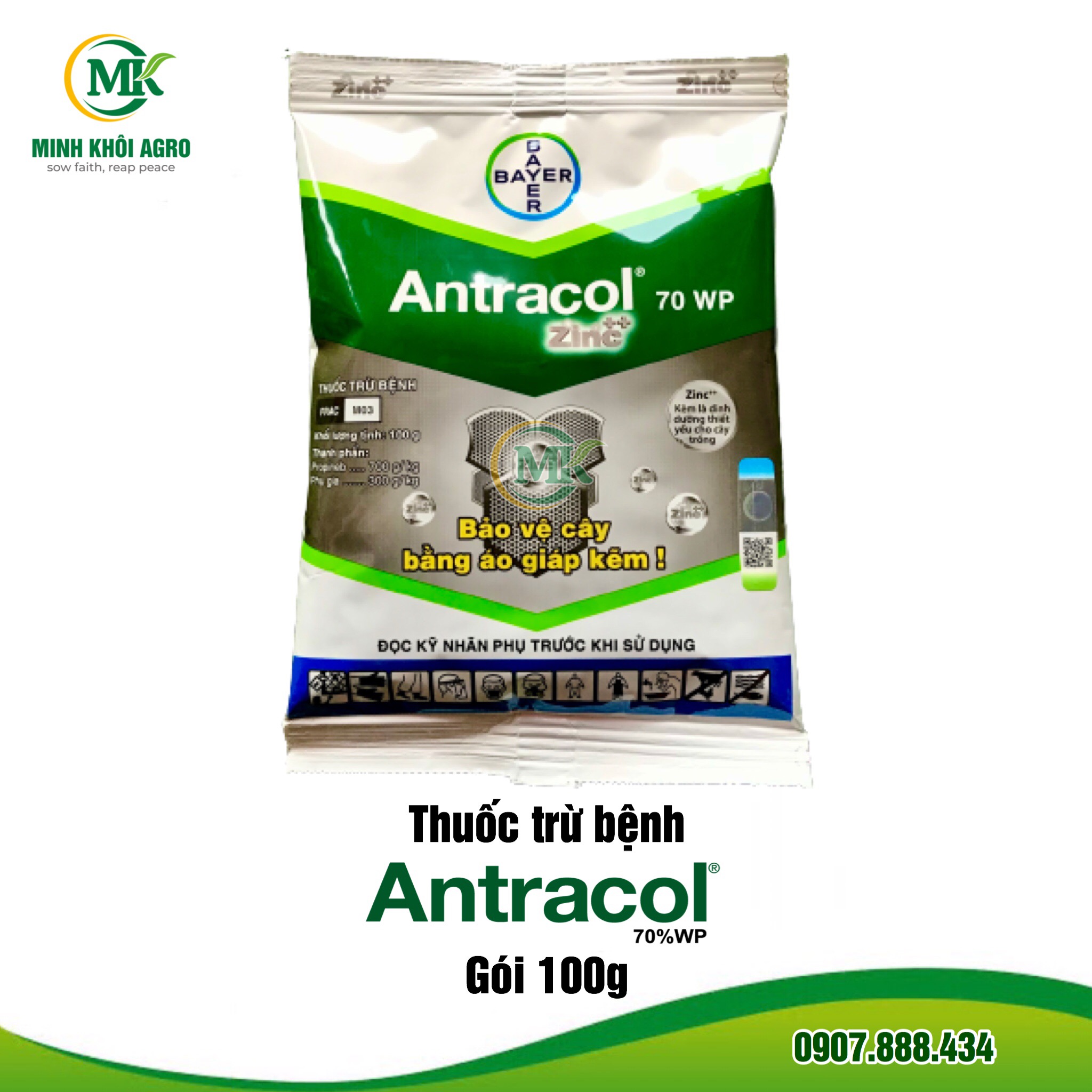 Thuốc trừ bệnh Antracol 70WP - Gói 100g - Minh Khôi Agro