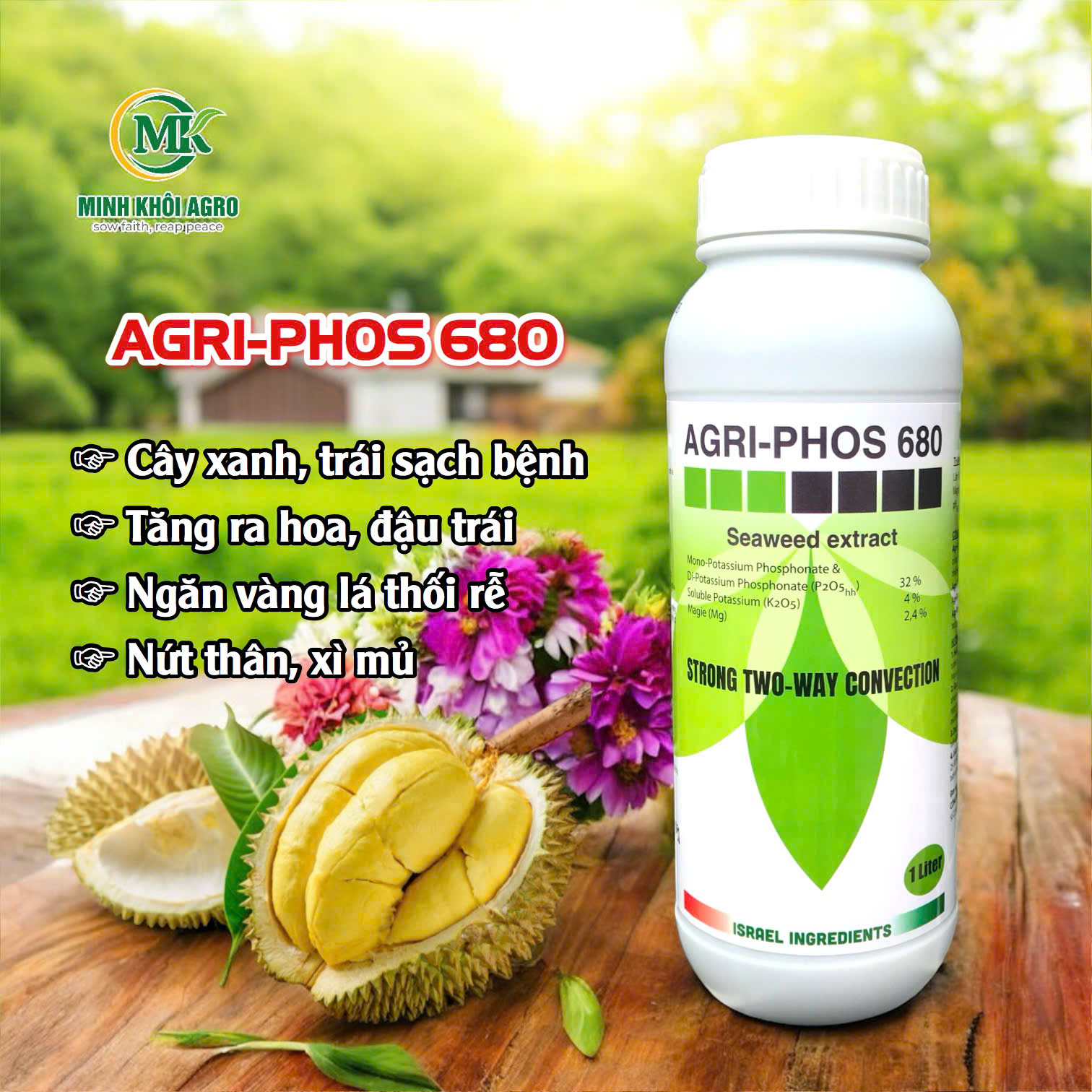 AGRI-PHOS 680 - Chai 1 lít - Minh Khôi Agro