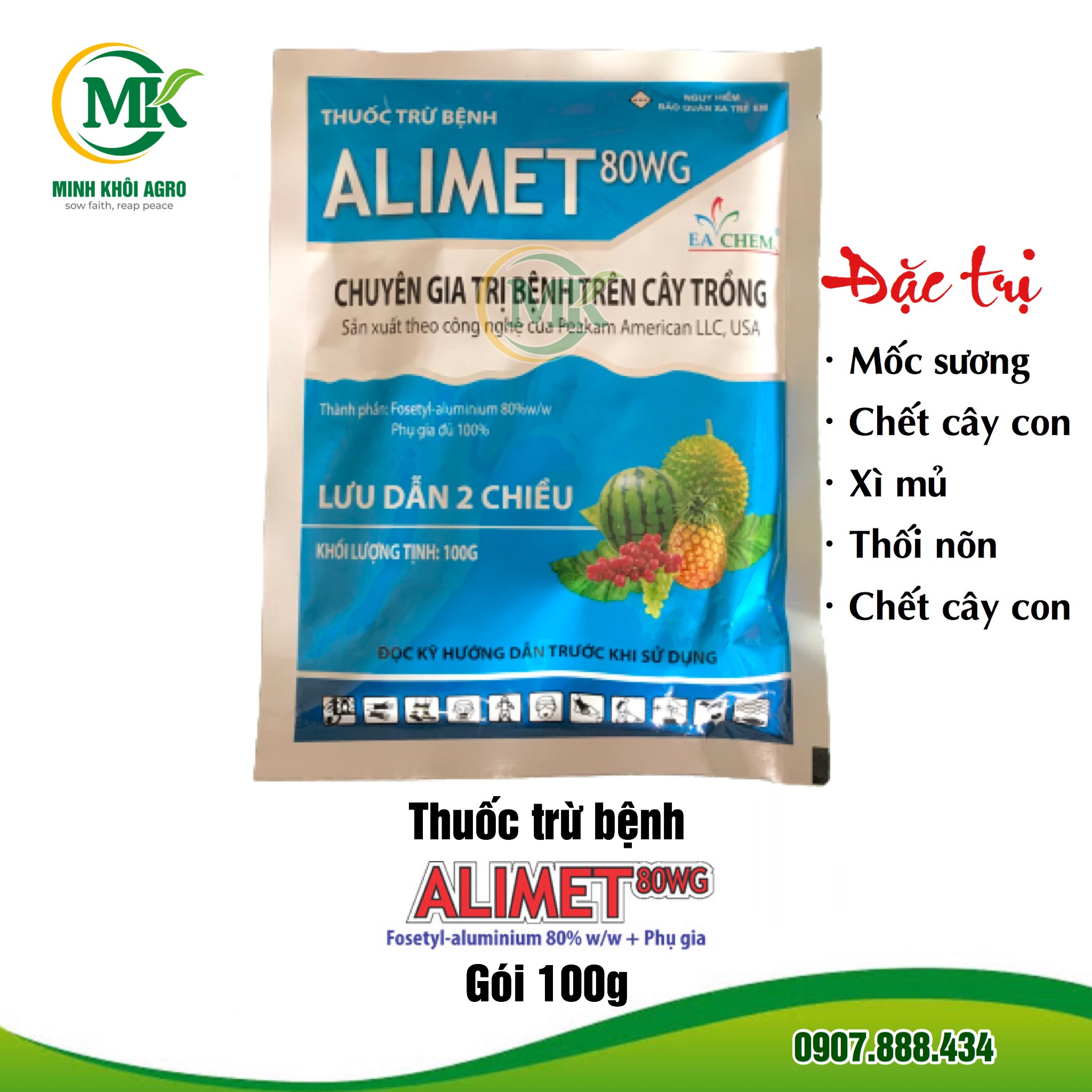 Thuốc trừ bệnh Alimet 80WG - Gói 100g - Minh Khôi Agro
