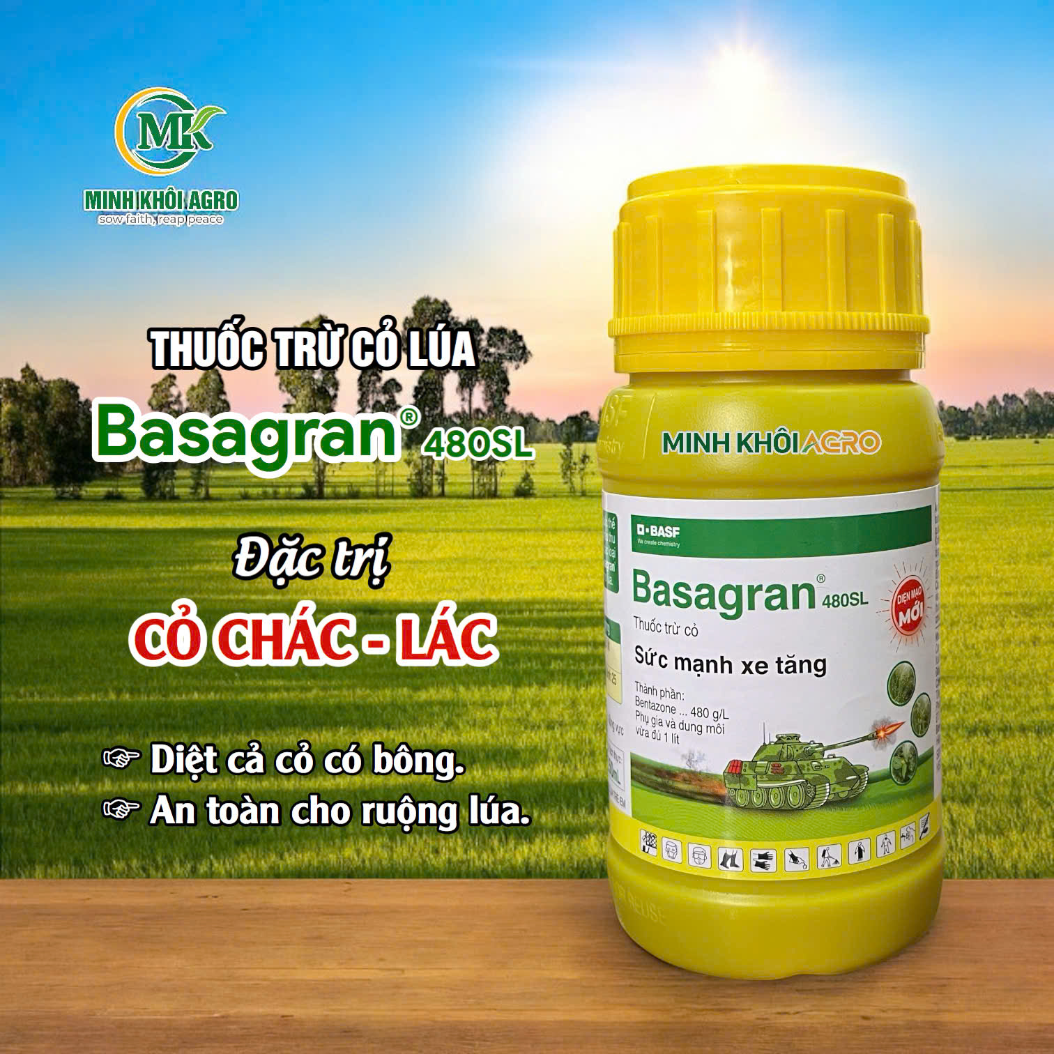 Thuốc trừ cỏ Basagran 480SL - Chai 250ml - Minh Khôi Agro