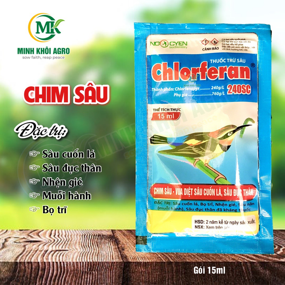 Thuốc trừ sâu Chloferan 240SC (Chim Sâu) - Gói 15ml - Minh Khôi Agro