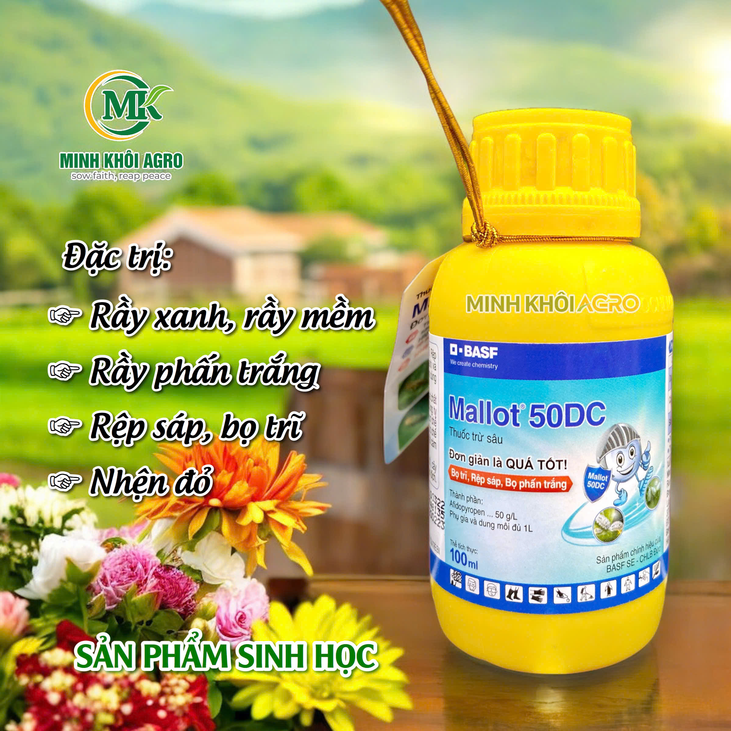 Thuốc trừ rầy sinh học Mallot 50DC - Chai 100ml - Minh Khôi Agro