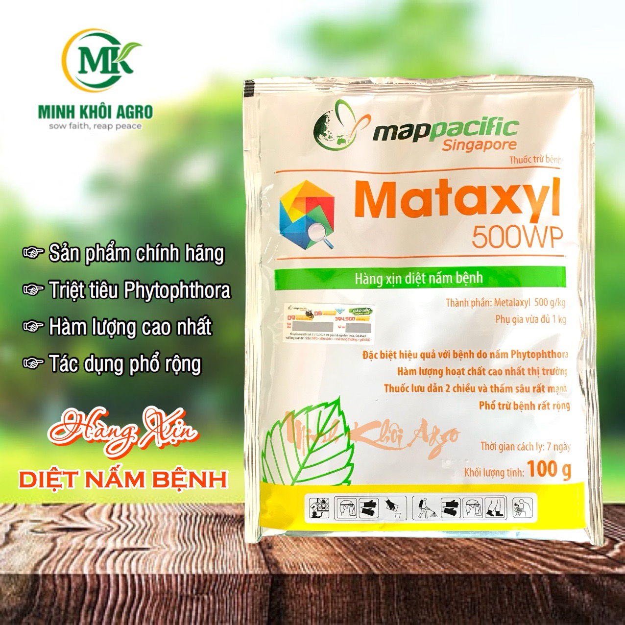 Thuốc trừ bệnh Map Mataxyl 500WP - Gói 100g - Minh Khôi Agro