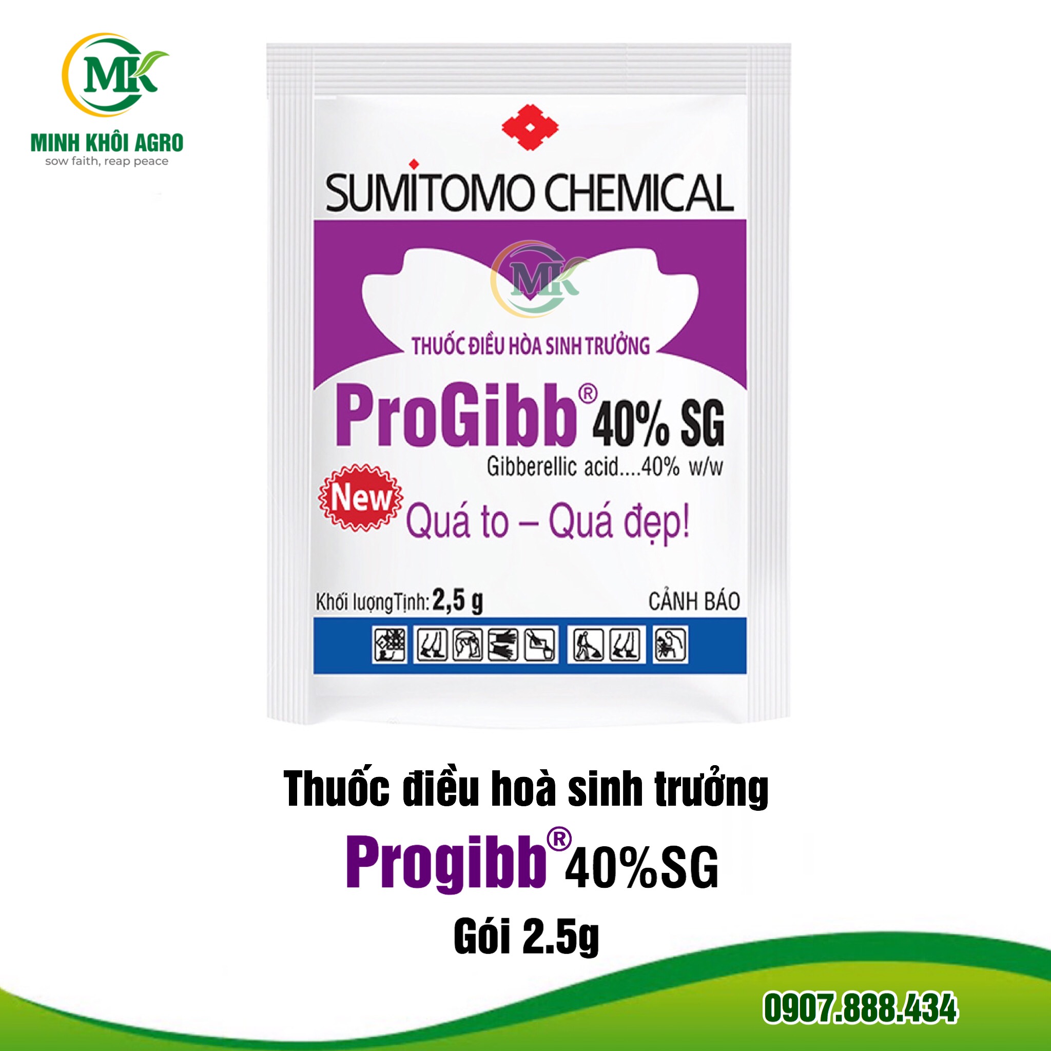 Thuốc điều hòa sinh trưởng Progibb 40%SG - Gói 2.5g - Minh Khôi Agro