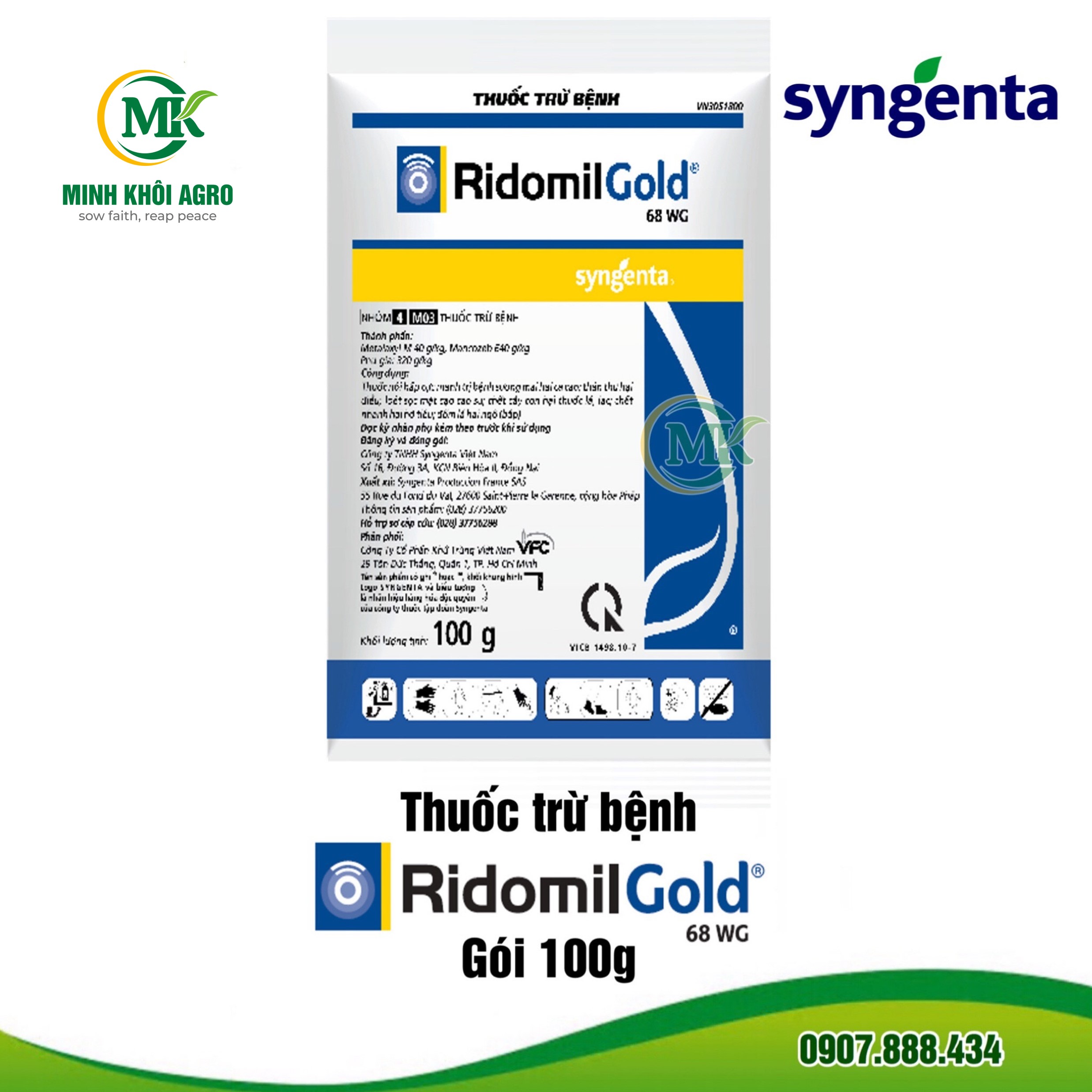 Ridomil Gold 68WG - Gói 100g - Minh Khôi Agro