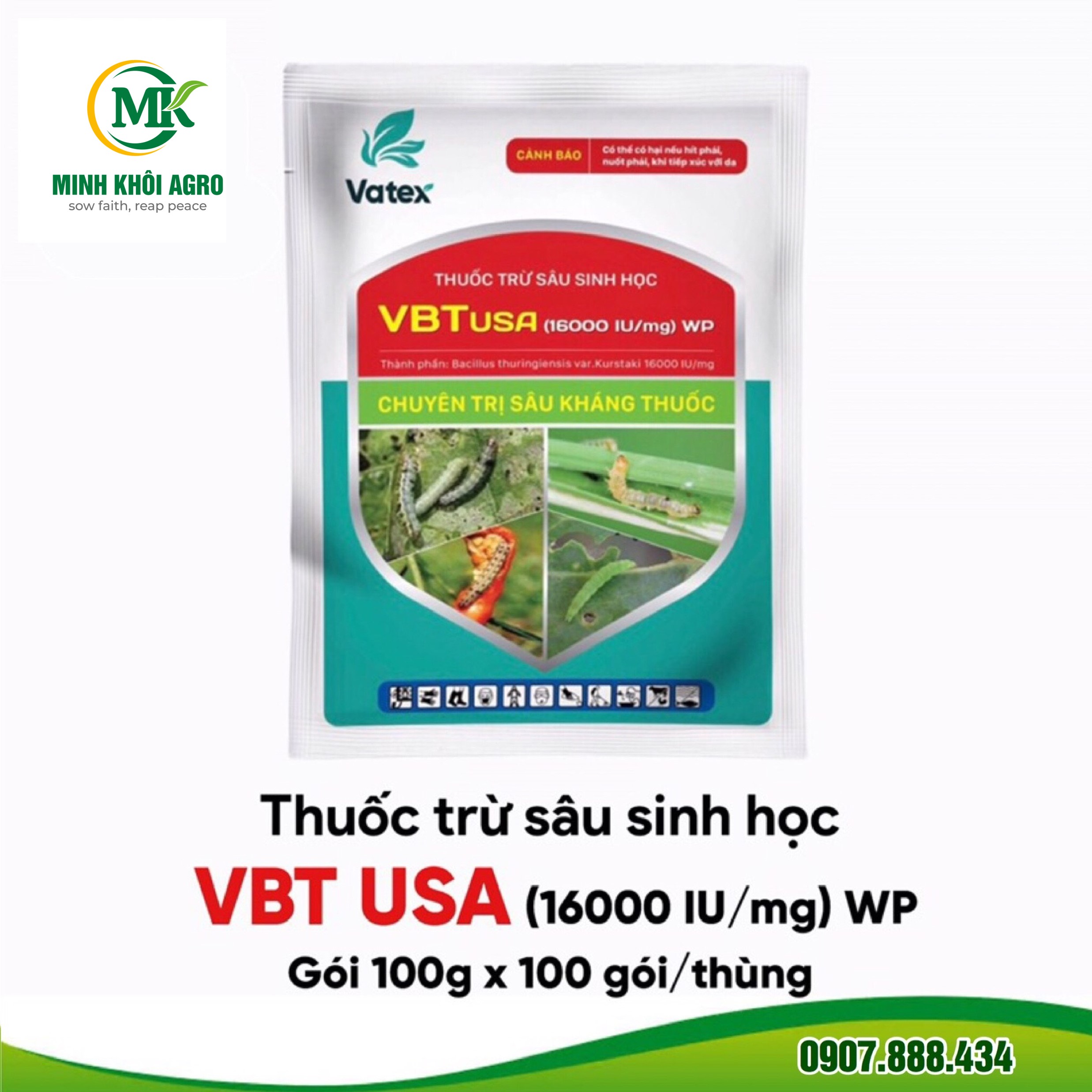 Thuốc trừ sâu sinh học VBT USA - Gói 100g - Minh Khôi Agro