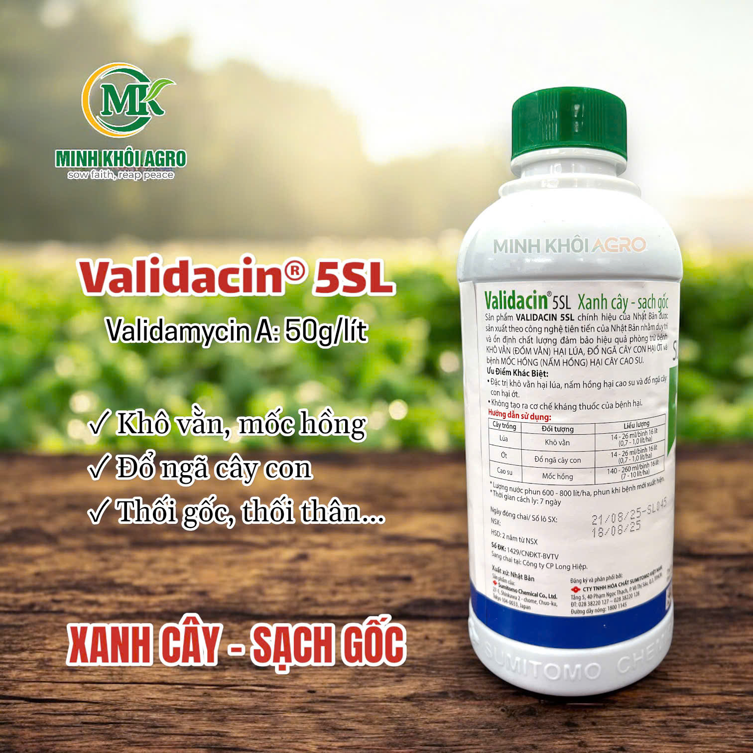 Thuốc trừ bệnh Validacin 5SL - Chai 450ml - Minh Khôi Agro